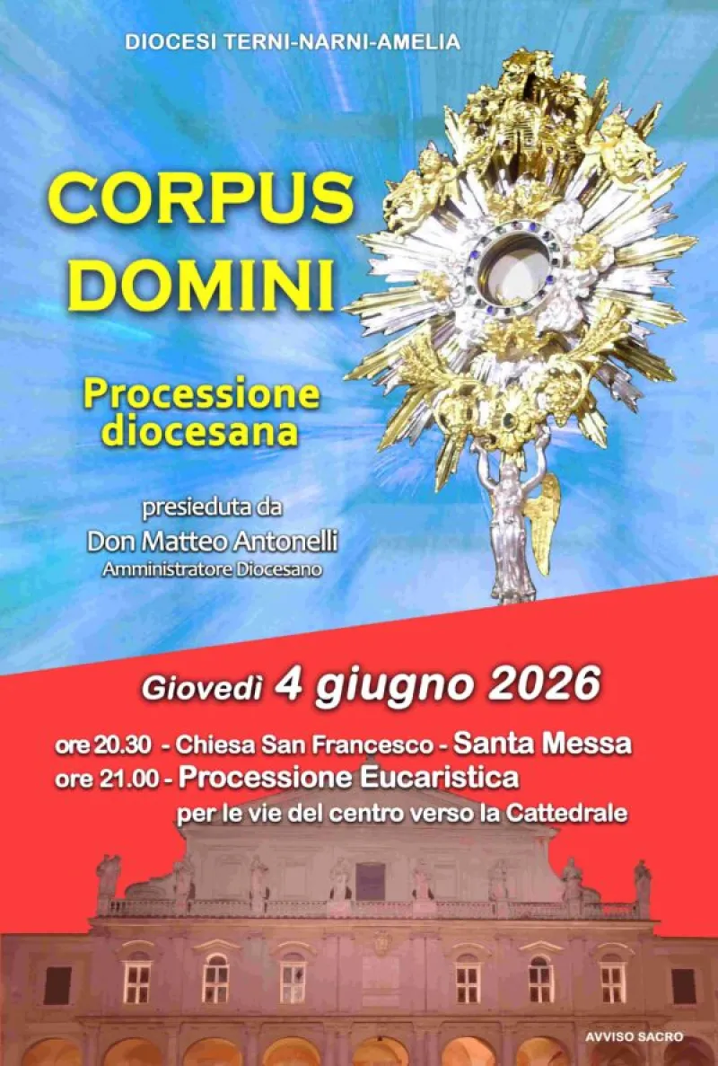 Le celebrazioni per il Corpus Domini a Terni. Processione il 4 giugno
